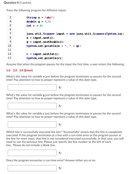 Solved Question 4 5 Points Trace The Following Program For Chegg Com