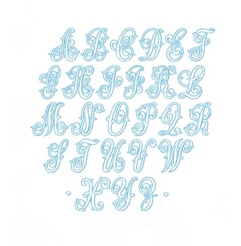 Embossed Monogram Satin Embroidery Font 4x4 Herrington Design