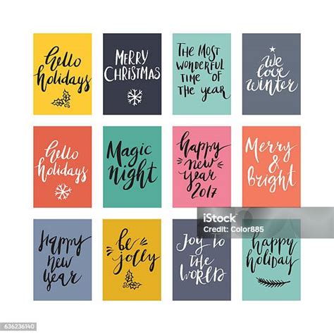 Elemen Desain Kartu Natal Dan Tahun Baru Ilustrasi Stok Unduh Gambar