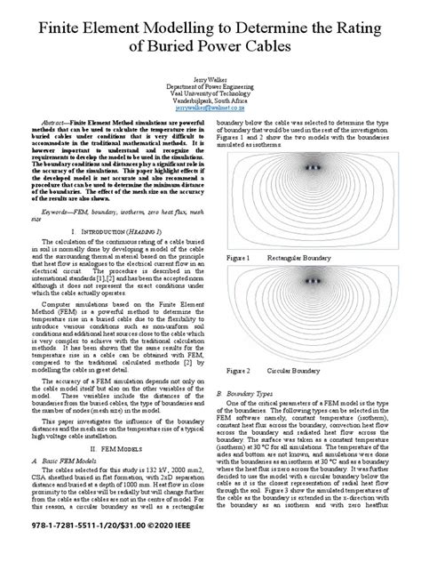 finite element modelling to determine the rating of buried power cables