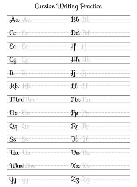 10 Best Free Printable Cursive Letters Learning Cursive Cursive Writing Practice Sheets