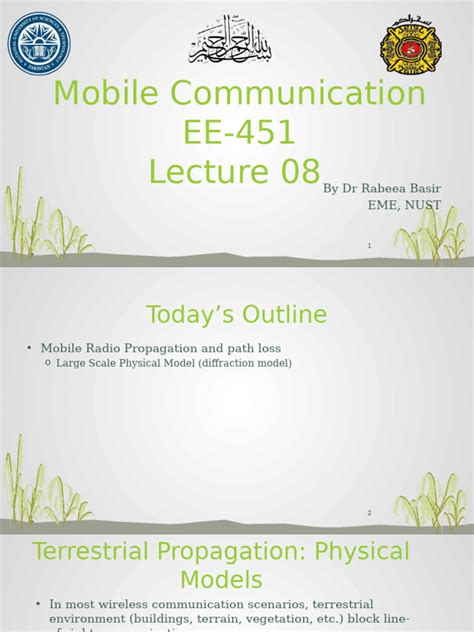 Lecture08 Mobile Radio Propagation Diffraction Pdf Radio Propagation Diffraction
