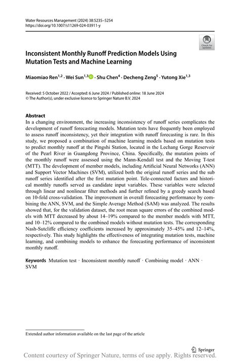 Inconsistent Monthly Runoff Prediction Models Using Mutation Tests And