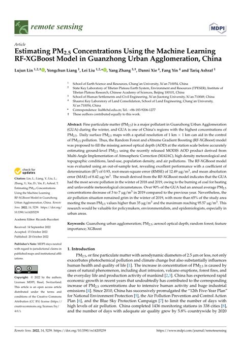 pdf estimating pm2 5 concentrations using the machine learning rf