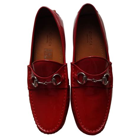 Gucci Mocassins Cuir Vernis Rouge Ref9064 Joli Closet