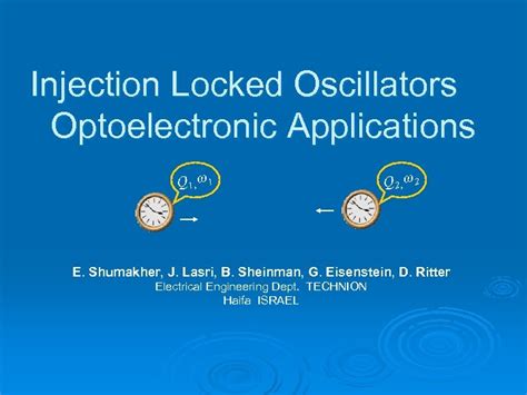 Injection Locked Oscillators Optoelectronic Applications Q 1 ω