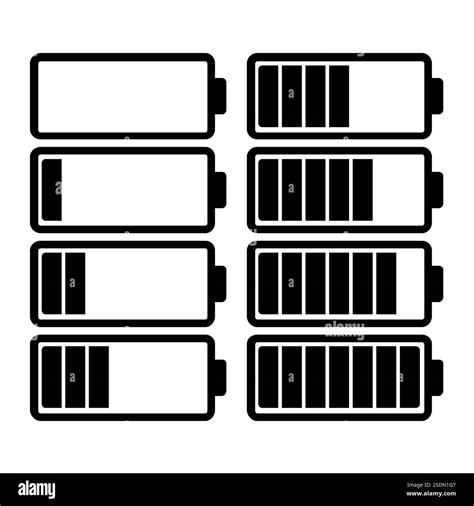 A Set Of Eight Batteries With Different Charge Indicators Vector Illustration Stock Vector