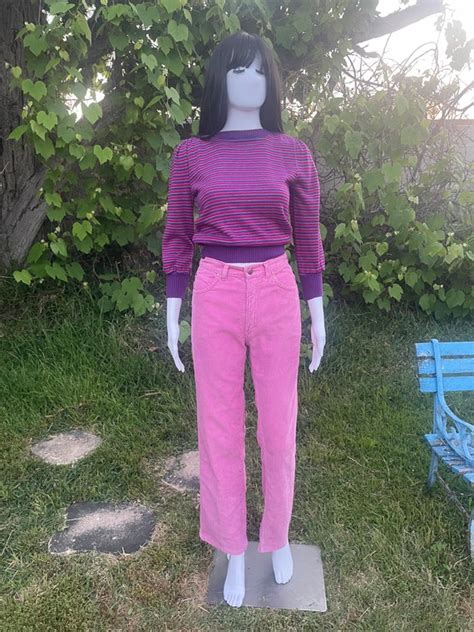 1980s Vintage Bubble Gum Pink Corduroy Straight Leg P Gem