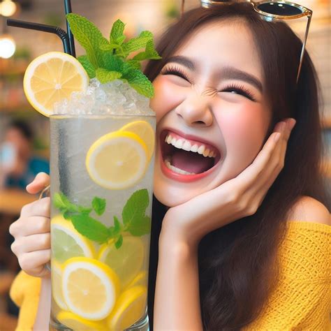 Premium Photo A Girl With Lemonade