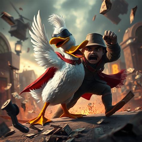 Duck Hero Dominates Bank Robber In Epic Showdown Ai Art