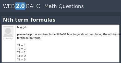View Question Nth Term Formulas