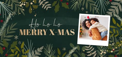 Botanische Kerstkaart Met Polaroidfoto