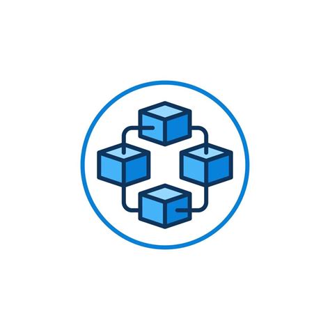 Block Chain In Circle Vector Blue Icon Blockchain Crypto Round Symbol With 4 Blocks 14762060