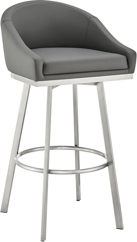 Eleanor Swivel Counter Stool In Brushed Stainless Steel