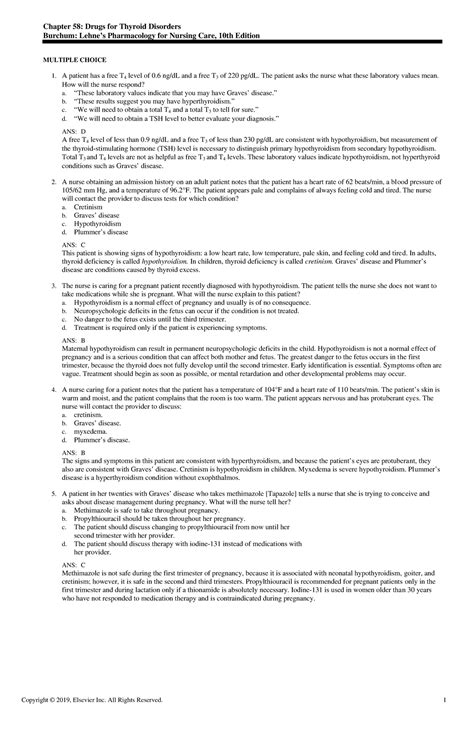 Exam View Chapter 058 Practice Exam Copyright © 2019 Elsevier