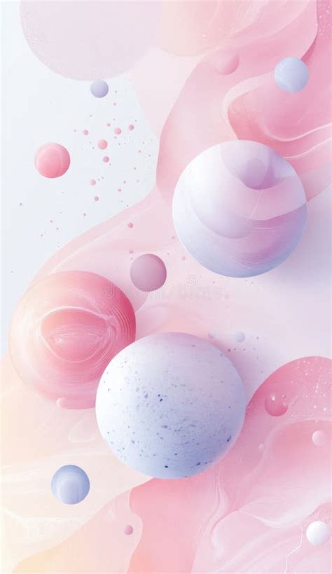 Abstract Shapes And Spheres In Pastel Colors Creating A Dreamy And Calming Visual Effect Stock