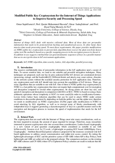 Pdf Modified Public Key Cryptosystem For The Internet Of Things Applications To Improve