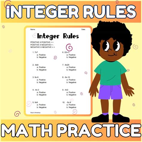 Integer Multiplication Rules Multiple Choice Positive Negative Math