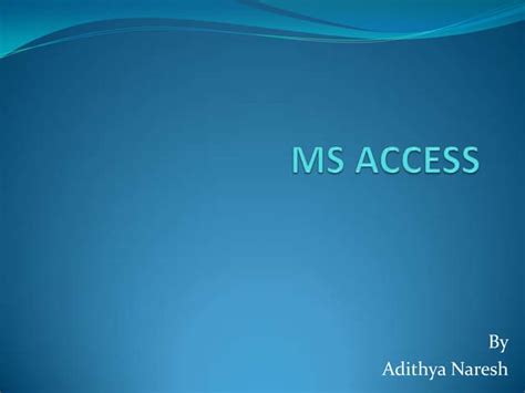Ms Access Basics Ppt Pptx