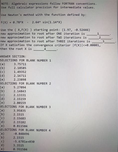 Solved Note Algebraic Expressions Follow Fortran