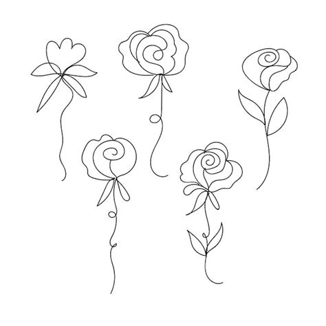 Esquema De Flor Simple Dibujado A Mano Vector Premium