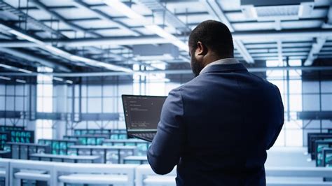 Free Photo Admin In Data Center Running Error Checking Utilities On