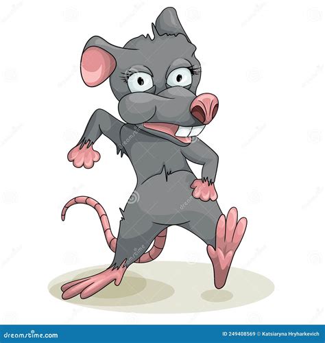 Imagem Vetorial De Um Rato Cinza Estilo De Desenho Animado Ilustração