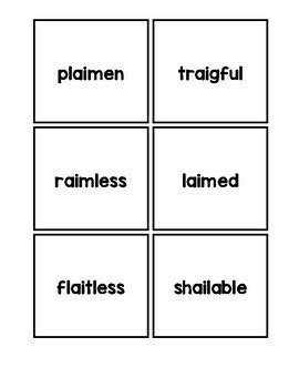 Vowel Team AI AY Nonsense Word Fluency Game Optional Suffixes Included