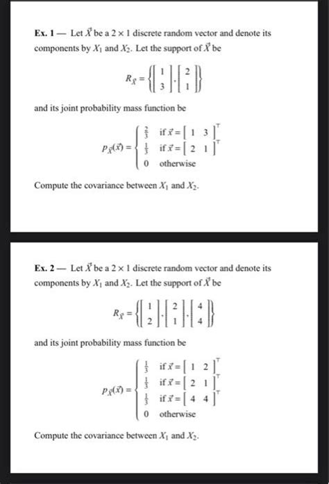 solved ex 1 let x be a 2 x 1 discrete random vector and