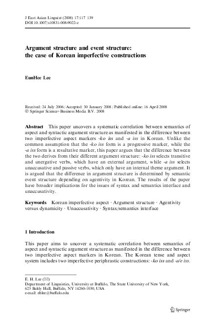 pdf argument structure and event structure the case of korean