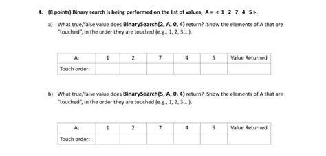 Solved 4 8 Points Binary Search Is Being Performed On The