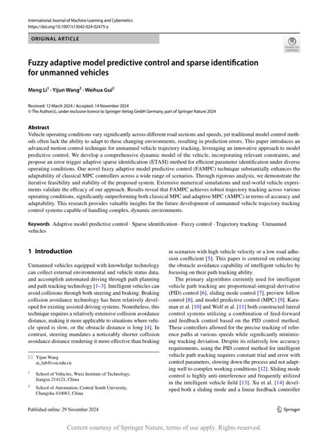 fuzzy adaptive model predictive control and sparse identification for