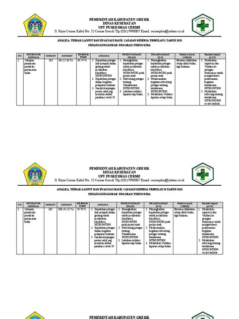 Analisa Hasil Monitoring Indikator Mutu Dan Indikator Kinerja Program