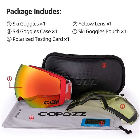 Copozz Polarized Ski Goggles Set Magnetic And Otg Snow Goggles