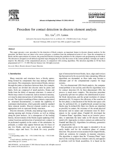 Pdf Procedure For Contact Detection In Discrete Element Analysis