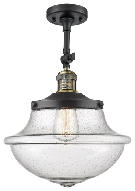 Franklin Restoration Large Oxford 1 Light Semi Flush Mount Black