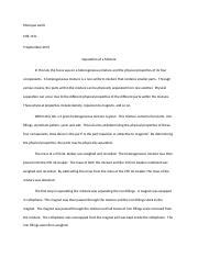 Separation Of Mixture Lab Monique Lamb CHE L September