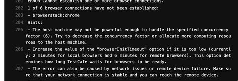 ERROR Cannot Establish One Or More Browser Connections Issue 6769