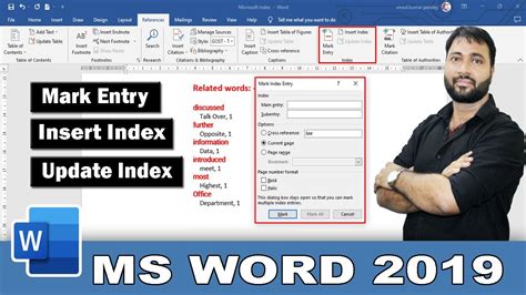 Microsoft Word How To Use Mark Entry Insert Index Update Index Other Options In Hindi