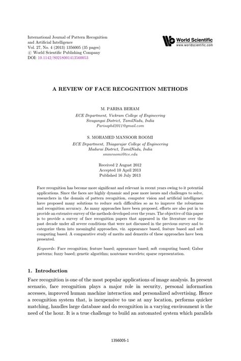 Pdf A Review Of Face Recognition Methods