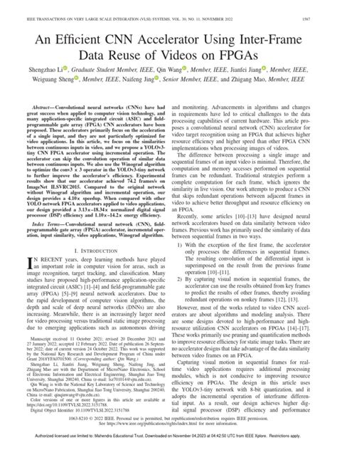 An Efficient Cnn Accelerator Using Inter Frame Data Reuse Of Videos On