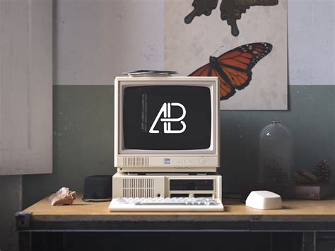 Vintage Computer Mockup Free Graphic Pie