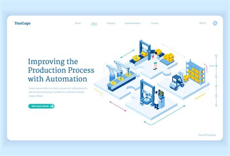 Production Process Automation Isometric Landing 15370136 Vector Art At Vecteezy