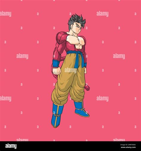 Dragon Ball Character Trunks Ssj 4 Anime Vector Illustration Fun Art
