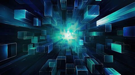 Premium Ai Image An Abstract Design Of Overlapping Squares In Shades Of Blue And Green
