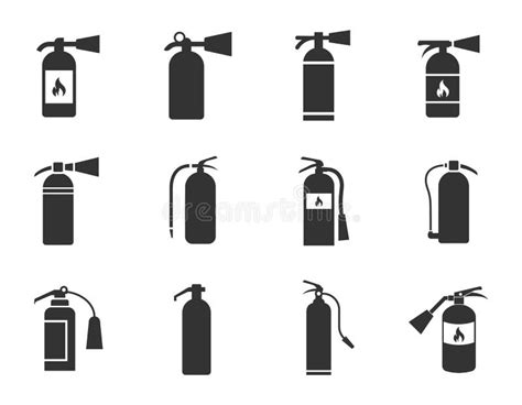 Fire Extinguisher Icons Set Stock Vector Illustration Of Disaster