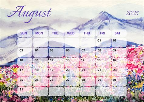 August Calendar Clip Art