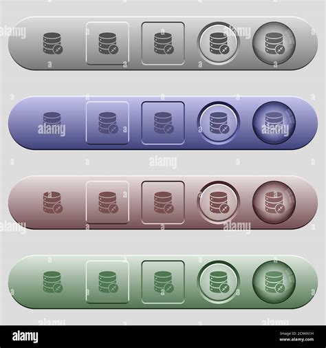 Shrink Database Icons On Rounded Horizontal Menu Bars In Different Colors And Button Styles