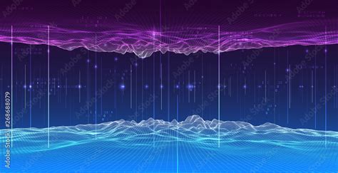 Big Data Abstract Digital Landscape Wireframe Landscape Background Stock Vector Adobe Stock