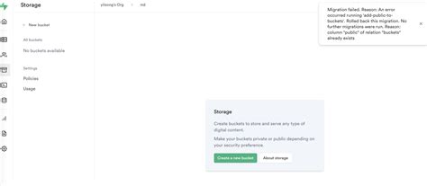 Migration Failed Reason Column Public Of Relation Buckets Already Exists · Issue 5507